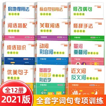小学生词语积累大全训练全套12册 成语训练大全语文知识大全aabb式abab重叠词量词近义词反义词人教版小学字词语专项练习基础手册6 词语积累大全训练全12册