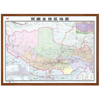 【定制边框】2022年 西藏自治区地图 木框装裱 约1.1米*0.8米 胡桃色边框