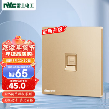 【雷士N25C14E 02】雷士电工（NVC）开关插座 六类电脑插座 86型暗装网络面板 N25香槟金【行情 报价 价格 评测】-京东