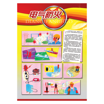 消防安全知识宣传画挂图海报展板消防安全责任告知书墙贴画覆膜防水贴纸VCH VCH36 电气防火 80*60厘米 覆膜防水PP贴纸