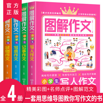 图解作文4册小学生作文书思维导图作文辅导三四五六年级同步作文大全好词好句好段作文书大全写景写人记