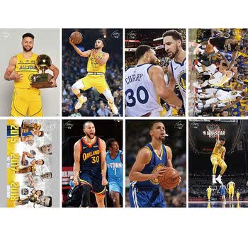 【球星推荐】NBA库里海报墙贴纸篮球星周边高清大海报宿舍壁画贴纸墙纸明信片 【1551】库里海报8张