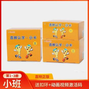 直映认字全套教材识字卡片启蒙幼儿园宝宝早教认知卡网红认字神器 第1-3册黄色小卡(小班)