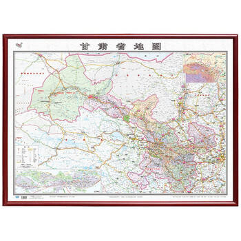 【定制边框】2022年 甘肃省地图 木框装裱 1.1米*0.8米 红棕色边框