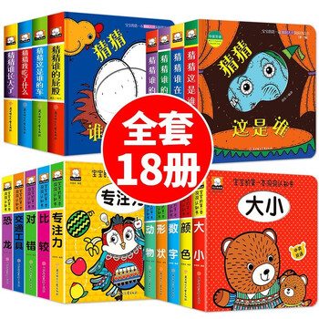 全18册洞洞书 幼儿绘本0-3岁宝宝立体翻翻书撕不烂早教触摸书婴幼儿启蒙亲子互动益智玩具书幼儿图书
