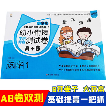 小笨熊 幼小衔接测试卷 大开本 3-6岁 识字1 脑力训练幼升小学前测试卷幼儿园大班练习册(中国环境标志产品 绿色印刷)