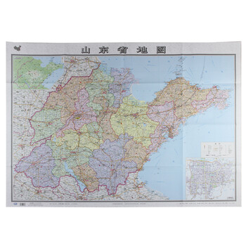 山东省地图2021年新版 山东地图 全图高清折叠墙贴 1.1米x0.8米贴图全彩大全开 旅游便携系列