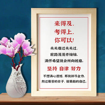 勤学静思戒骄戒躁 学生书房字画挂画励志激励摆件书法座右铭实木相框挂墙画框UTK UTK38 来得及考得上你可以 A4(可摆可挂)