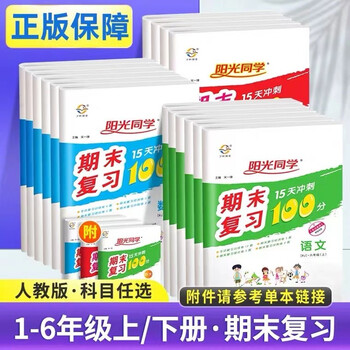 阳光同学期末复习15天冲刺二年级下册 语文+数学全套