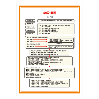 医院示意图片急诊抢救流程心跳骤停抢救流程图宣传画挂图墙贴画覆膜防水贴纸WSB182 WSB182-01 急救通则 100*70厘米 覆膜防水PP贴纸
