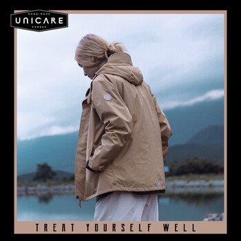 UNICARE暴雨专业硬壳冲锋衣男女户外三合一防水雨衣外套登山服 卡其 M【图片 价格 品牌 报价】-京东