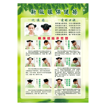 4节5节眼保健操宣传画海报挂图图解展板标贴纸标语王墙贴画SCH SCY36 眼保健操 50x70cm  PP覆膜贴纸