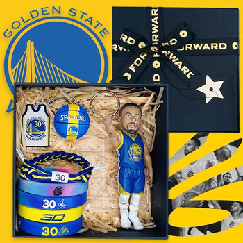 【库里迷推荐】NBA篮球球星库里手办礼盒金州勇士斯蒂芬库里手环夜光运动手绳模型摆件钥匙扣送男生男朋友老公生日礼物 【库里手办手环套装】星星礼盒