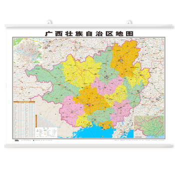 广西省地图挂图2022版1.1*0.8米覆膜挂杆贴墙用图家用办公商务会议室用交通行政区划