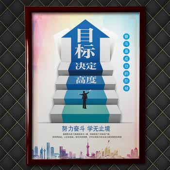 新版企业文化宣传画海报挂图标语公司办公室装饰布置PS仿红木挂墙画框IBH32 IBH32-23 目标决定高度 50*70cm PS仿红木边框