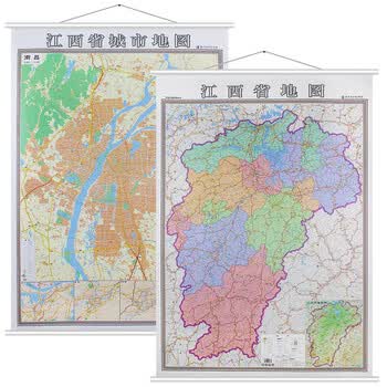 中国地图 南昌市地图 2019年版  1.4x1米 AB面 B面江西省地图 A面城区图
