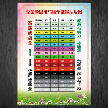 霍金斯能量等级表思维情绪能量层级图励志标语学习金字塔挂图宣传画心理咨询教学挂画贴纸SCY73 SCY73-02 霍金斯思维与情绪能量层级图 80*120cm  PP覆膜贴纸