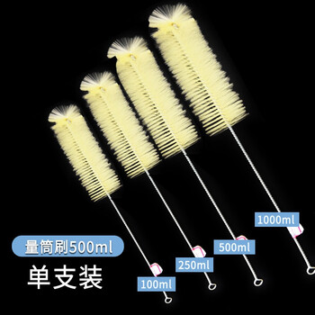 玻璃量筒直型 5/10/25/50/100带刻度玻璃量杯化学实验器材实验室用品玻璃教学仪器耗材 量筒刷500ml单支