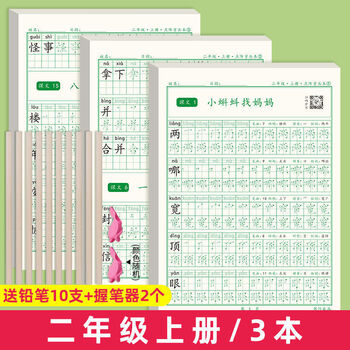 二年级练字帖小学生人教版语文同步上下册楷书儿童书法练字描红本 送练字礼包 二年级上【一套3本】