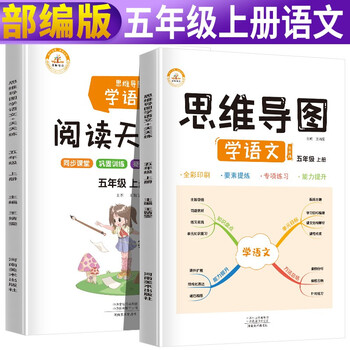 【讲练两本】思维导图学语文+阅读天天练五年级上册同步训练人教版 五年级课外阅读课内阅读理解黄冈小状元53天天练一课一练