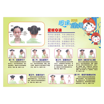 定制眼保健操挂图爱眼口诀眼保健操图示贴画保护视力墙贴纸SCH SCH53 眼保健操 40x60cm  PP覆膜贴纸