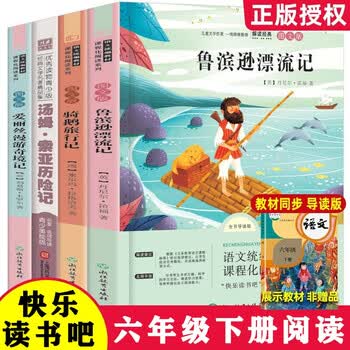 快乐读书吧六年级下册4册鲁滨逊漂流记汤姆索亚历险记爱丽丝漫游奇境记骑鹅旅行记课外阅读书