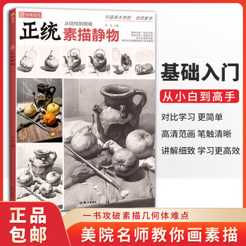 正统素描静物 单体组合基础石膏几何体临摹范本基础技法美术绘画画册临本零基础高中初学新手照片对画