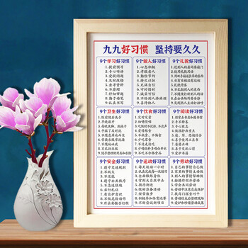 勤学静思戒骄戒躁 学生书房字画挂画励志激励摆件书法座右铭实木相框挂墙画框UTK UTK91 九九好习惯 A5(可摆可挂)