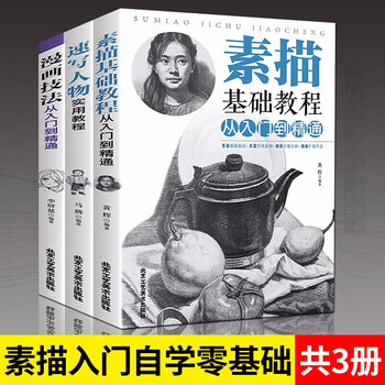 正版包邮 全3册 绘画素描基础教程从入门到精通 速写人物教程漫画教程书入门书籍 静物风景几何石膏体