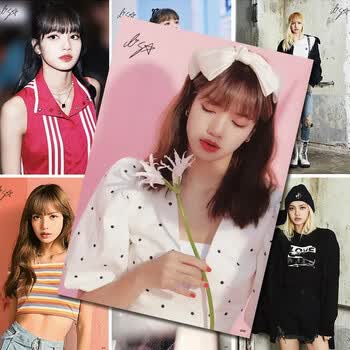 Lisa海报BLACKPINK周边墙纸高清宿舍超大签名壁纸墙贴卡贴 Lisa海报(8张照片随机)