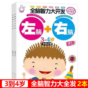 全脑智力大开发 2-3-4岁宝宝早教婴幼儿童专注力观察力训练游戏书5-6左右脑开发图画 3-4岁共2册