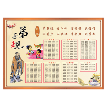 中国传统文化弟子规宣传画海报挂图中华国学教育校园文化挂画展板教室墙贴纸SCD SCD02 弟子规 60x80cm  PP覆膜贴纸