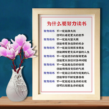 努力的意义 书房挂画中高考加油礼物励志字画摆件书法座右铭实木相框挂墙画框UTK UTK05 为什么要努力读书 A4(可摆可挂)