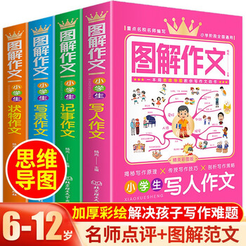 图解作文思维导图写作法（全4本）小学生写景写人记事状物写作技巧方法三四五六年级好词好句优秀作文书