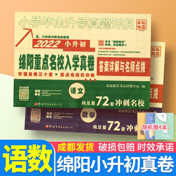 2022小升初真题卷语文数学绵阳重点名校入学真卷小学毕业升学真题详解四大名校真题六年级升学全真模拟试卷重点中学招生分班卷子 语文+数学-套装2本