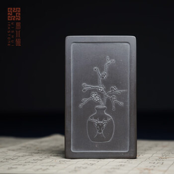 易水砚台礼品老坑天然原石书法磨墨专用砚天然石砚玉黛石手工雕刻淌池式精品收藏礼品砚台冬至限定款 瑞鹿图