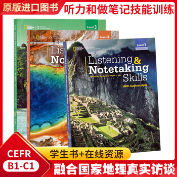 原版第四版美国国家地理 Listening & Notetaking Skills 1 2 3 级 B1-C1英语听力提升与笔记技巧专项初高中大学PET/FCE听力训练 全套1-3级别