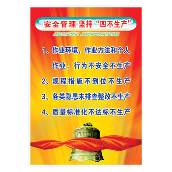 安全生产教育宣传画挂图安全知识海报车间安全生产常识墙贴画贴纸NKH NKH04 四不生产 60*40厘米 覆膜防水PP贴纸