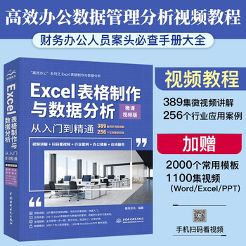 Excel表格制作与数据分析从入门到精通（微课视频版）（高效办公）wps办公软件函数与公式excel应用大全office Excel