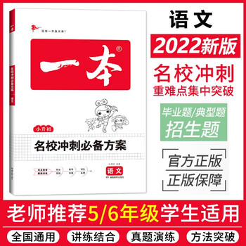 一本名校冲刺必备方案语文 小升初语文毕业总复习小考模拟测试训练真题2022全国通用版