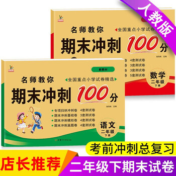 二年级下册 语文+数学（共2本）期末总复习模拟试卷 期末冲刺100分