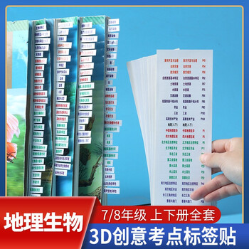 初中道德与法治历史 速查贴纸 初中地理生物速查标签 粘性强小条学生用标记本标签便签贴纸网红便签纸 初中789年级政治历史套 地理+生物