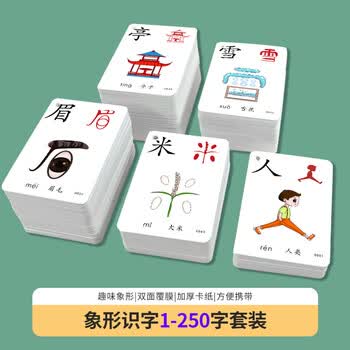 幼儿识字卡全套3000字儿童早教启蒙幼儿园宝宝认生字神器汉字卡片 象形字1-250字套装