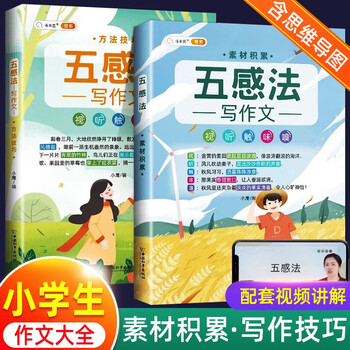 斗半匠五感法写作技巧与方法写作文三到六年级小学四五年级作文书大全专项训练上册下册小学生语文满分同步作 两册五感法(写作技巧+素材积累)