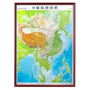地图加框】竖版中国地图3D凹凸立体地形图1.1米 2022