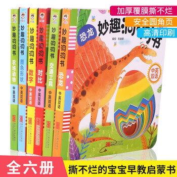 妙趣洞洞书婴儿早教启蒙书幼儿撕不烂益智触摸书全套适合一岁宝宝看的书本二三岁儿童图书0-1-2到3岁3d立体翻翻书 【全6册】洞洞书全套