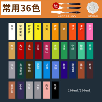 丙烯颜料防水手绘画材料diy墙绘彩绘工具24色画鞋子12色300ml白色炳稀染料不掉色儿童涂鸦丙 常用36色 100ml
