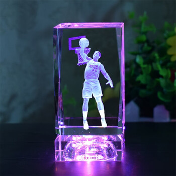 【免费刻字】NBA水晶篮球纪念用品摆件欧文库里科比詹姆斯玩偶手办diy生日礼物 格里芬
