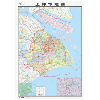 2022年新版上海市地图墙贴106x76cm政区交通地形 高清防水覆膜卷筒发货 办公室家用