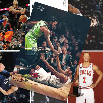 德里克·罗斯玫瑰海报 NBA全篮球公牛队后卫学生宿舍墙壁壁纸 罗斯海报(8张照片随机)
